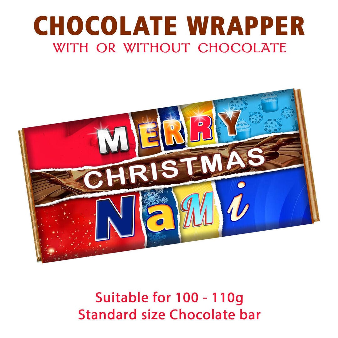 Merry Christmas Nami Xmas Chocolate Bar Wrapper Novelty Gift for Nanny ...