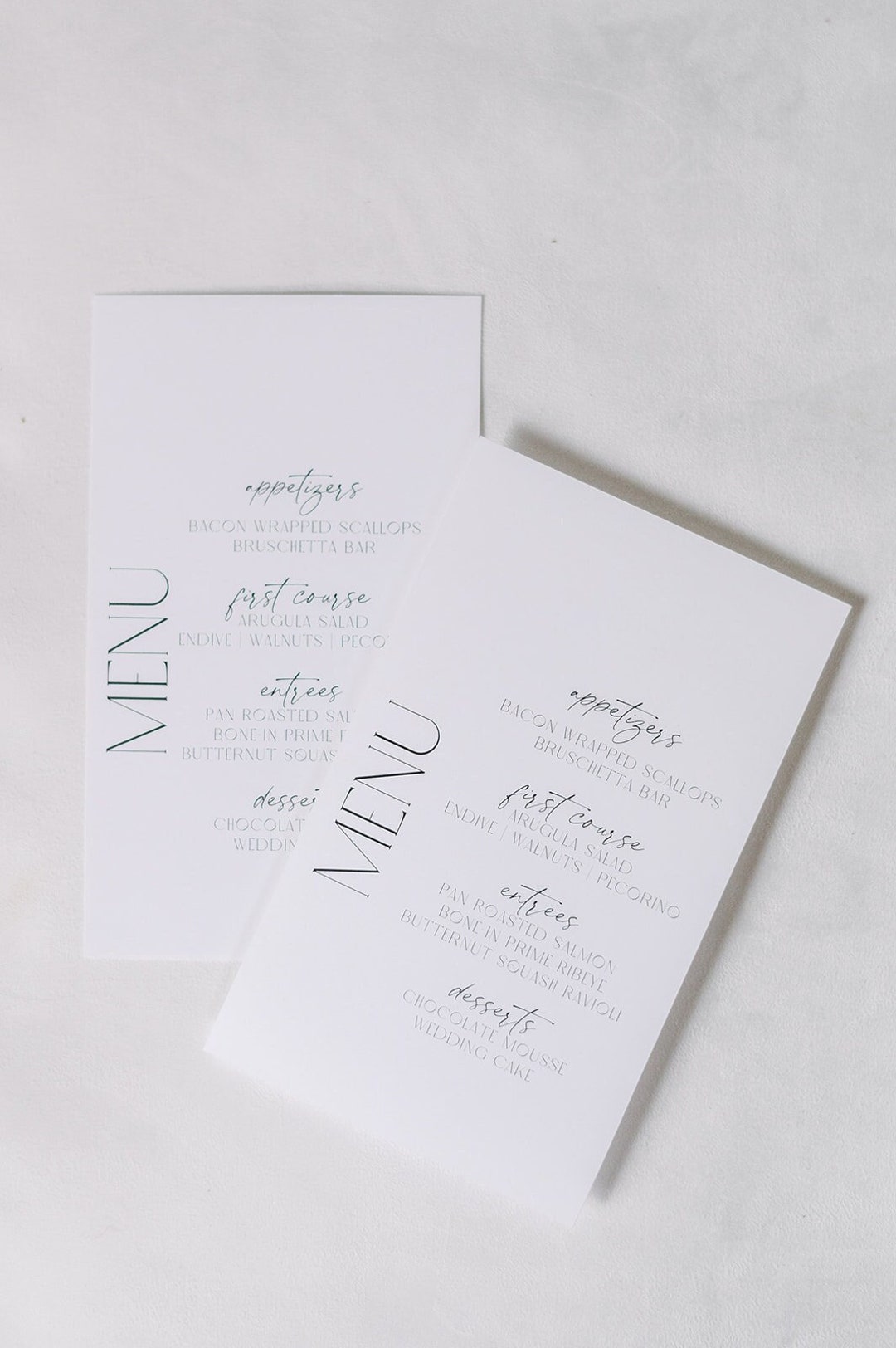 Modern Minimal Menu Card for Place Setting Wedding Template Elegant ...