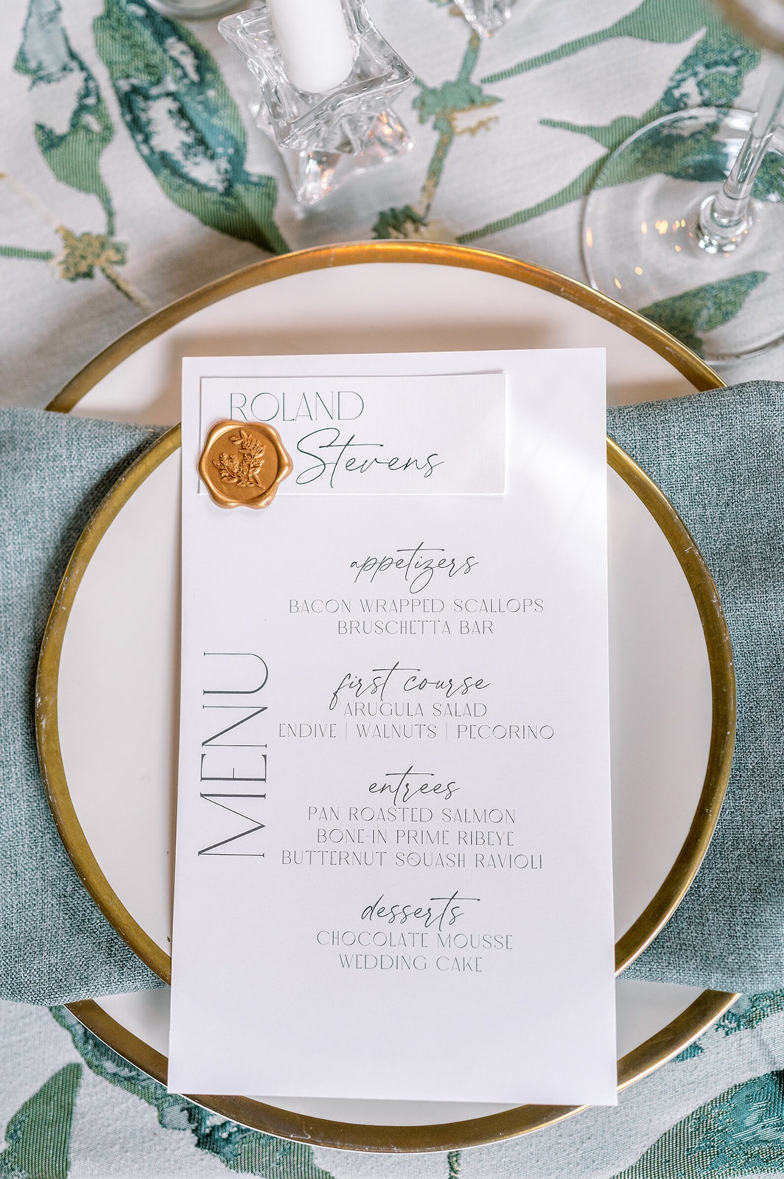 Modern Minimal Menu Card for Place Setting Wedding Template Elegant ...