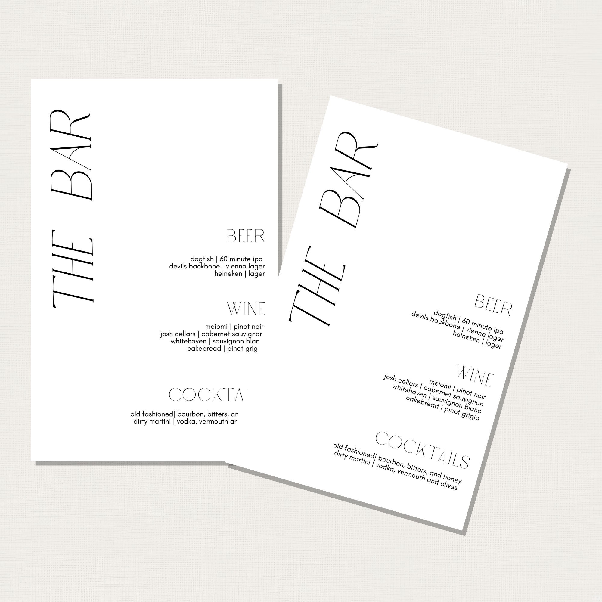 Modern Minimal Bar Signage Sans Serif Modern Font Wedding Bar Signage ...