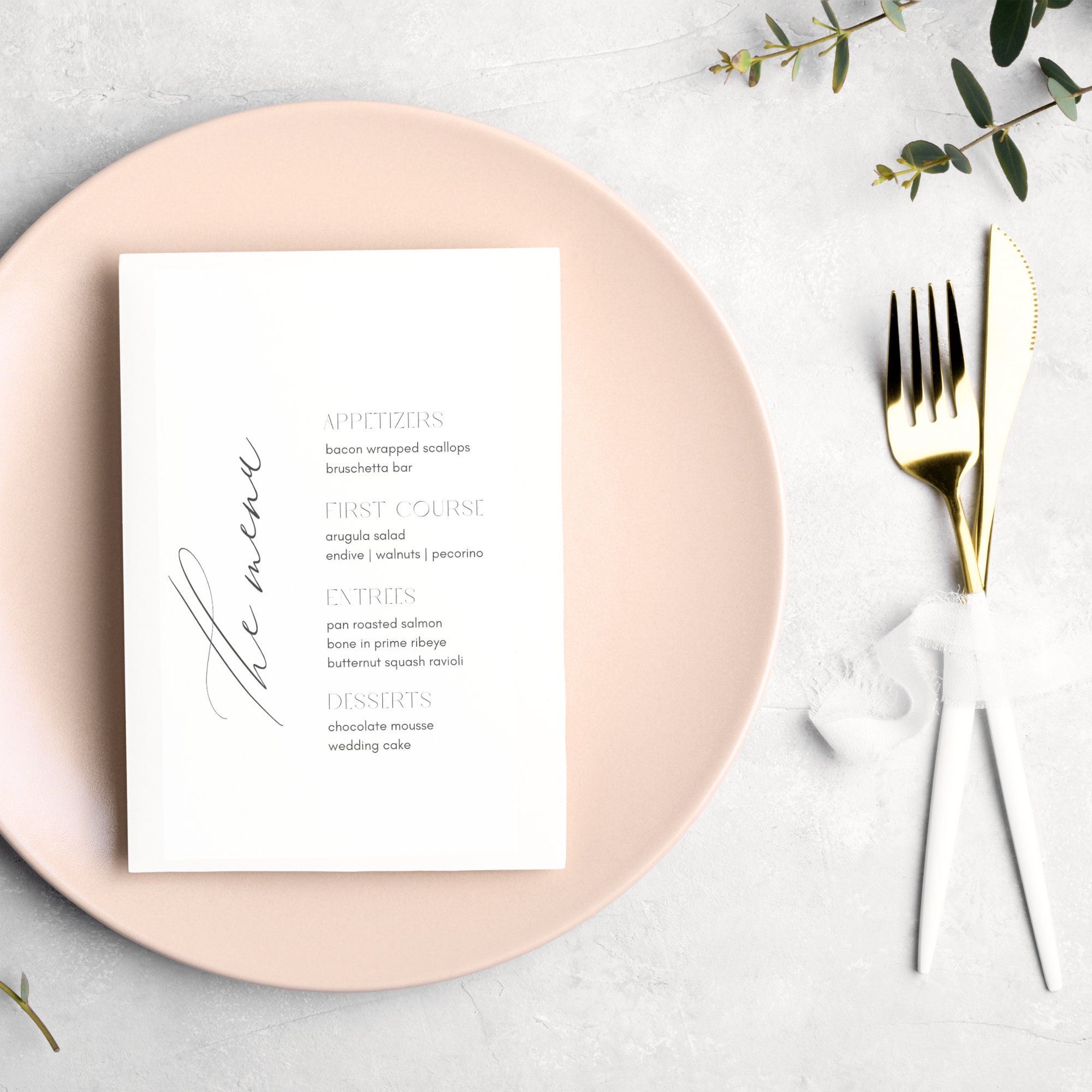 Reception Dinner Menu Editable Wedding Template Modern Script Design - Etsy