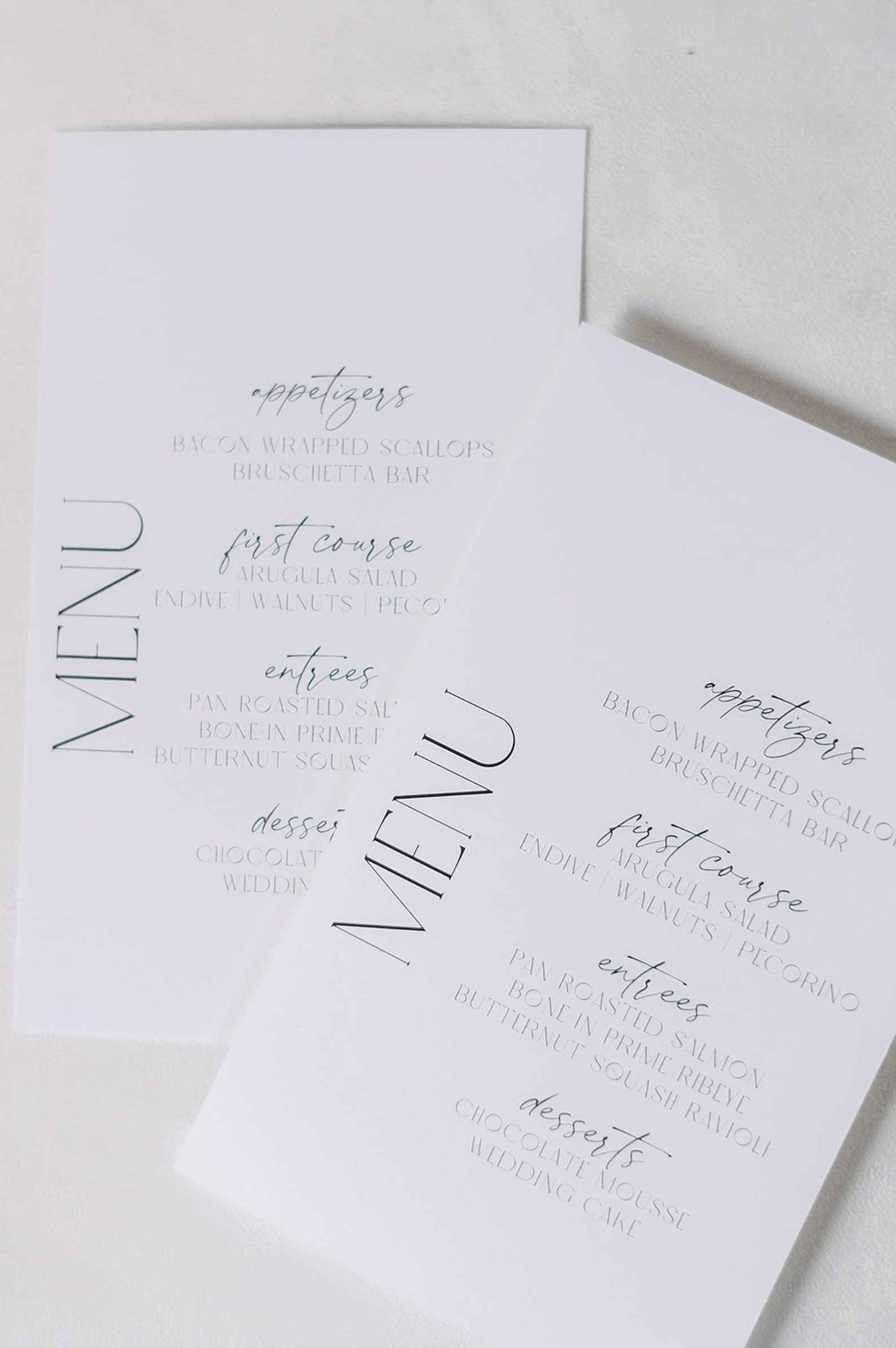 Modern Minimal Menu Card for Place Setting Wedding Template Elegant ...