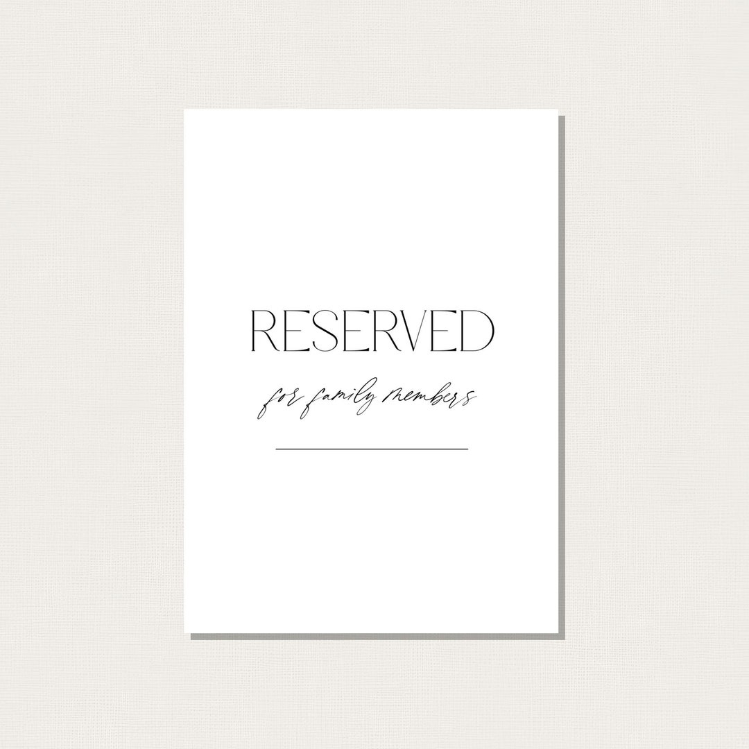 Reserved Sign Template Modern Script Design DIY Printable - Etsy UK