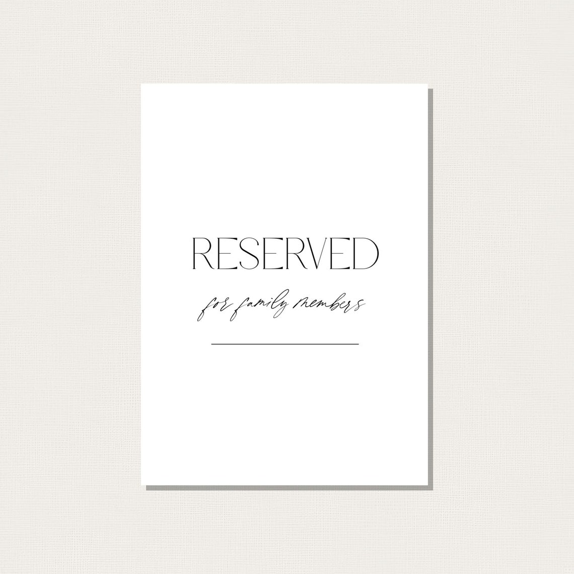 Reserved Sign Template | Modern Script Design | DIY Printable - Etsy