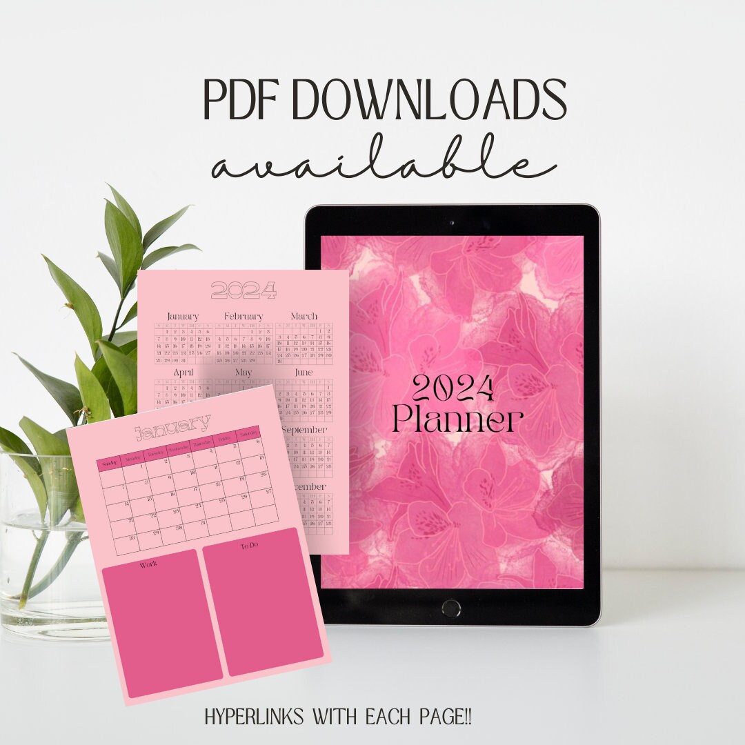 2024 Pink Floral Planner 2024 Digital Planner 2024 Daily, Weekly ...