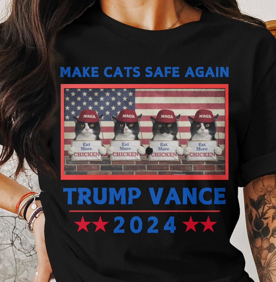Funny Cat Trump Vance 2024 T-shirt, Make Cats Safe Again Graphic Tee ...