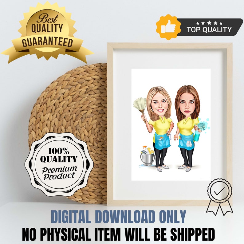 Custom Cleaner Cartoon Portrait, Cleaner Caricature, Gift for Female ...