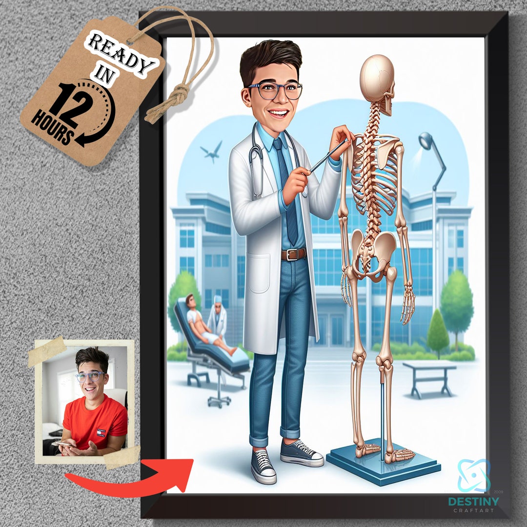 Orthopaedics Surgeon Cartoon Portrait, Doctor Portrait, Gift for Doctor ...
