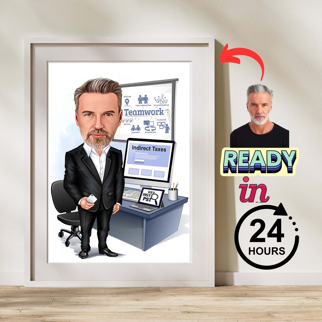 Caricature for Man in Office, Office Caricature, Personalized Office ...
