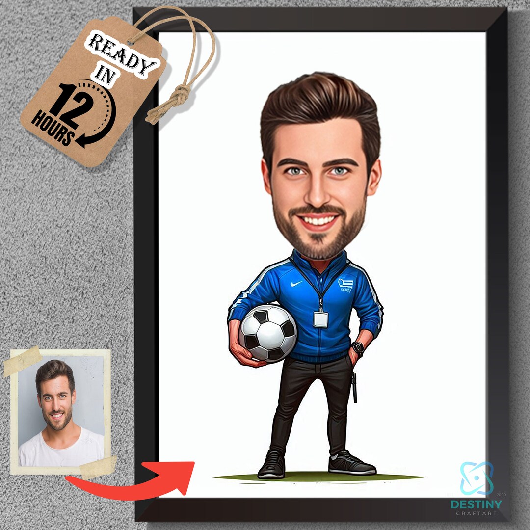 Custom Coach Caricature Drawing From Photo, Funny Coach Caricature ...