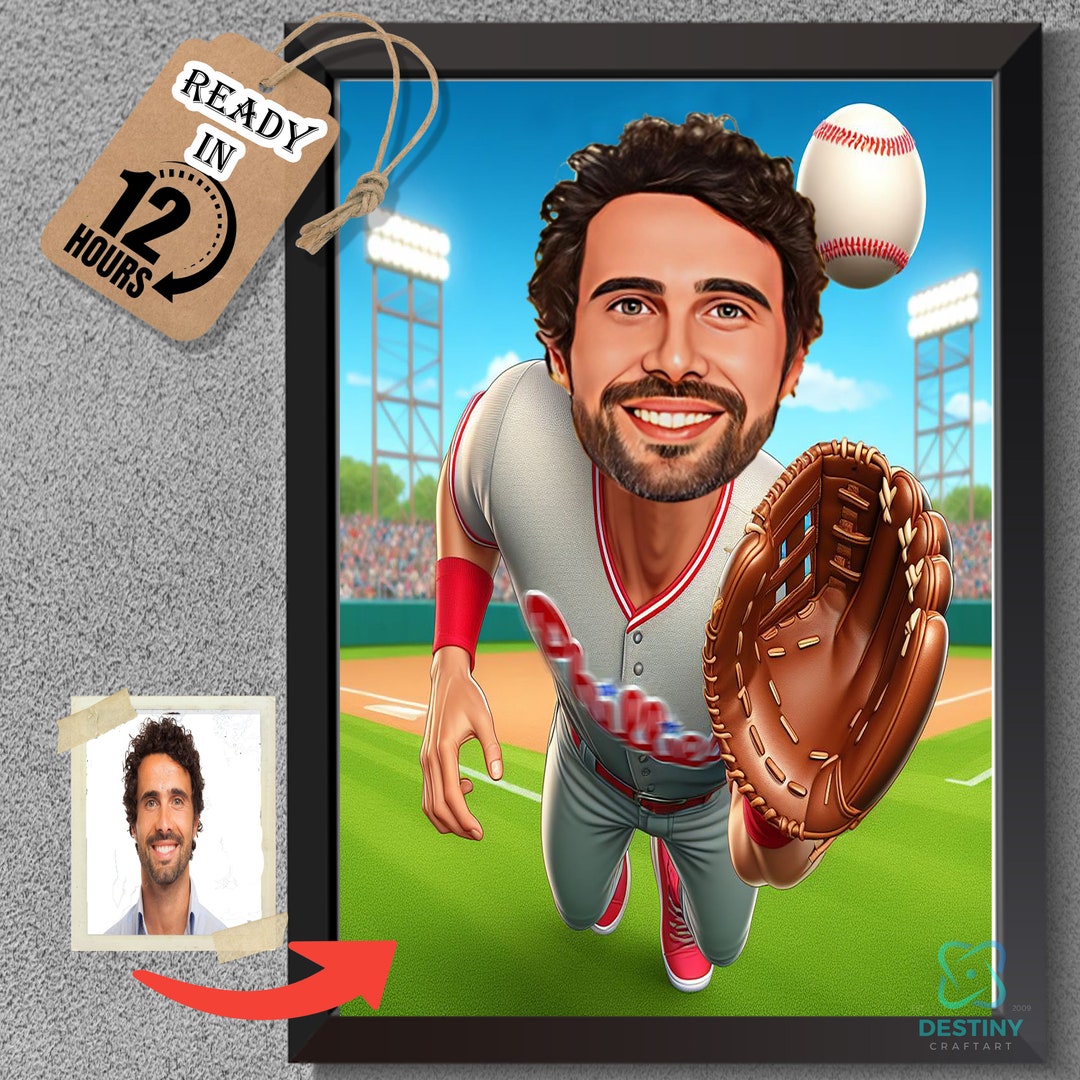 Philadelphia Phillies Cartoon Portrait Custom Funny Baseball Player ...