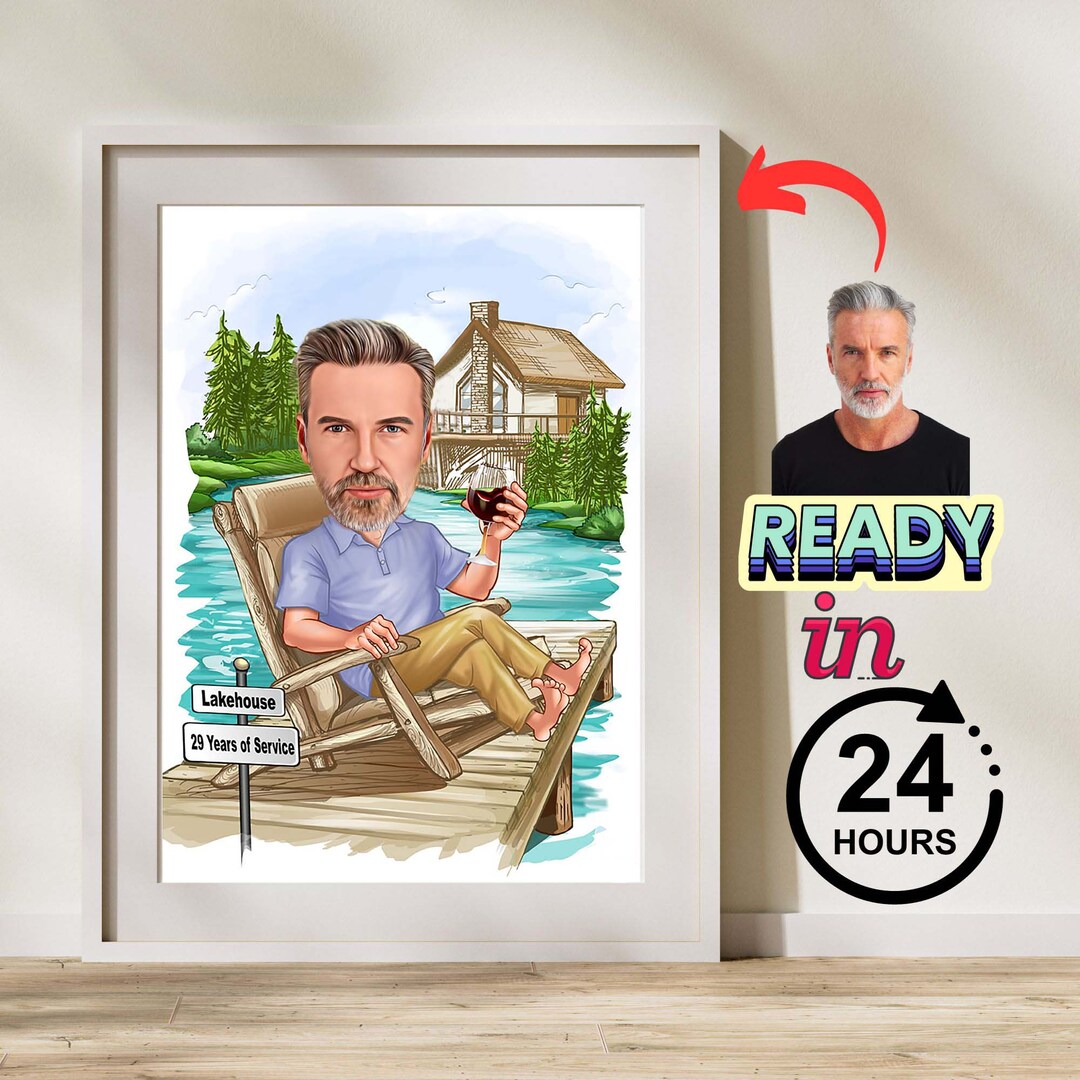 Personalized Retirement Cartoon Portrait, Custom Retirement Caricature ...