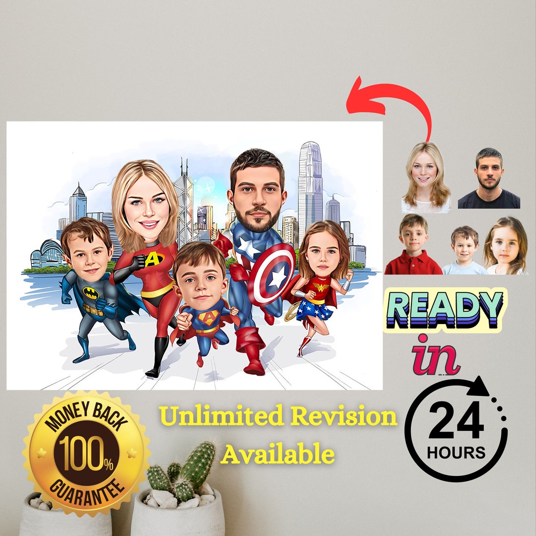Superhero Portrait From Your Photo, Superhero Caricature Comics, Custom ...