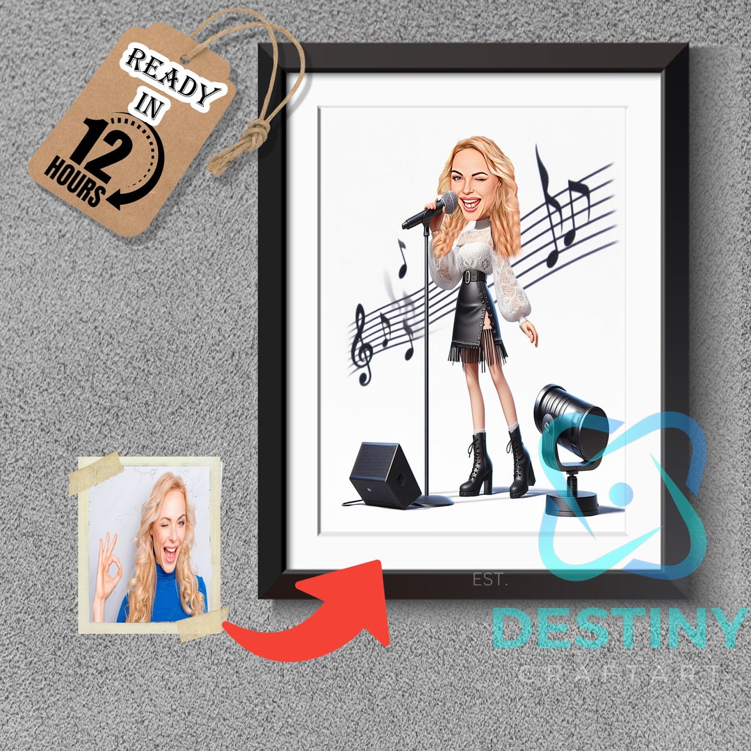 Custom Singer Cartoon Portrait, Singer Caricature, Gift for Singer ...
