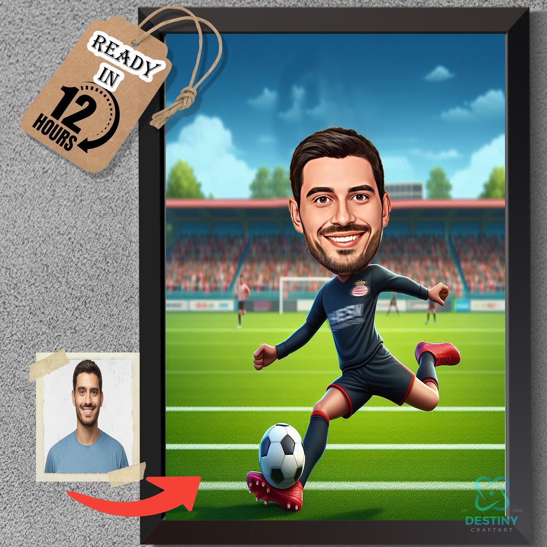 PSV Eindhoven Fußballspieler Cartoon Porträt, Fußball Karikatur Fußball ...