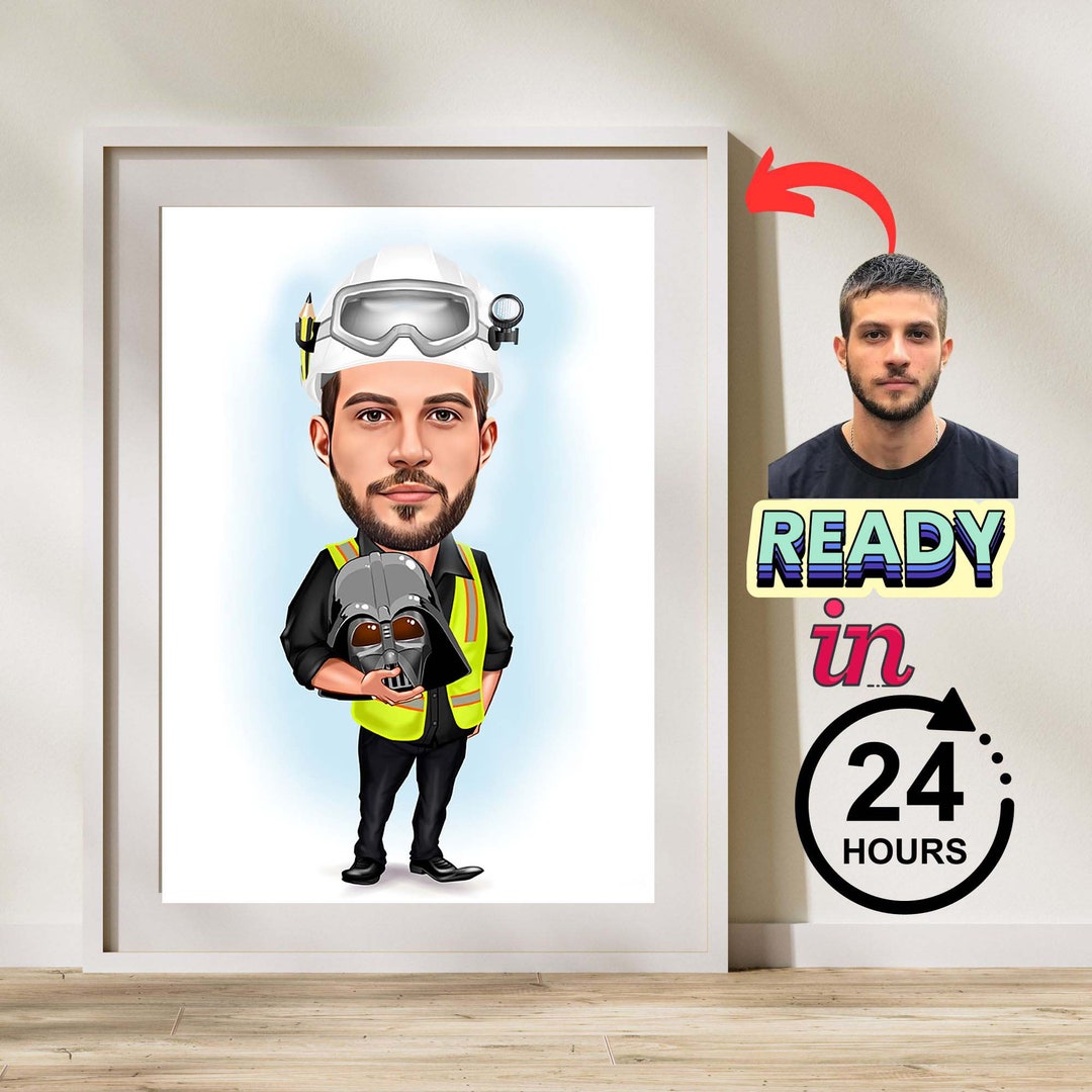 Custom Engineer Caricature: Personalized Engineer Portrait Illustration ...
