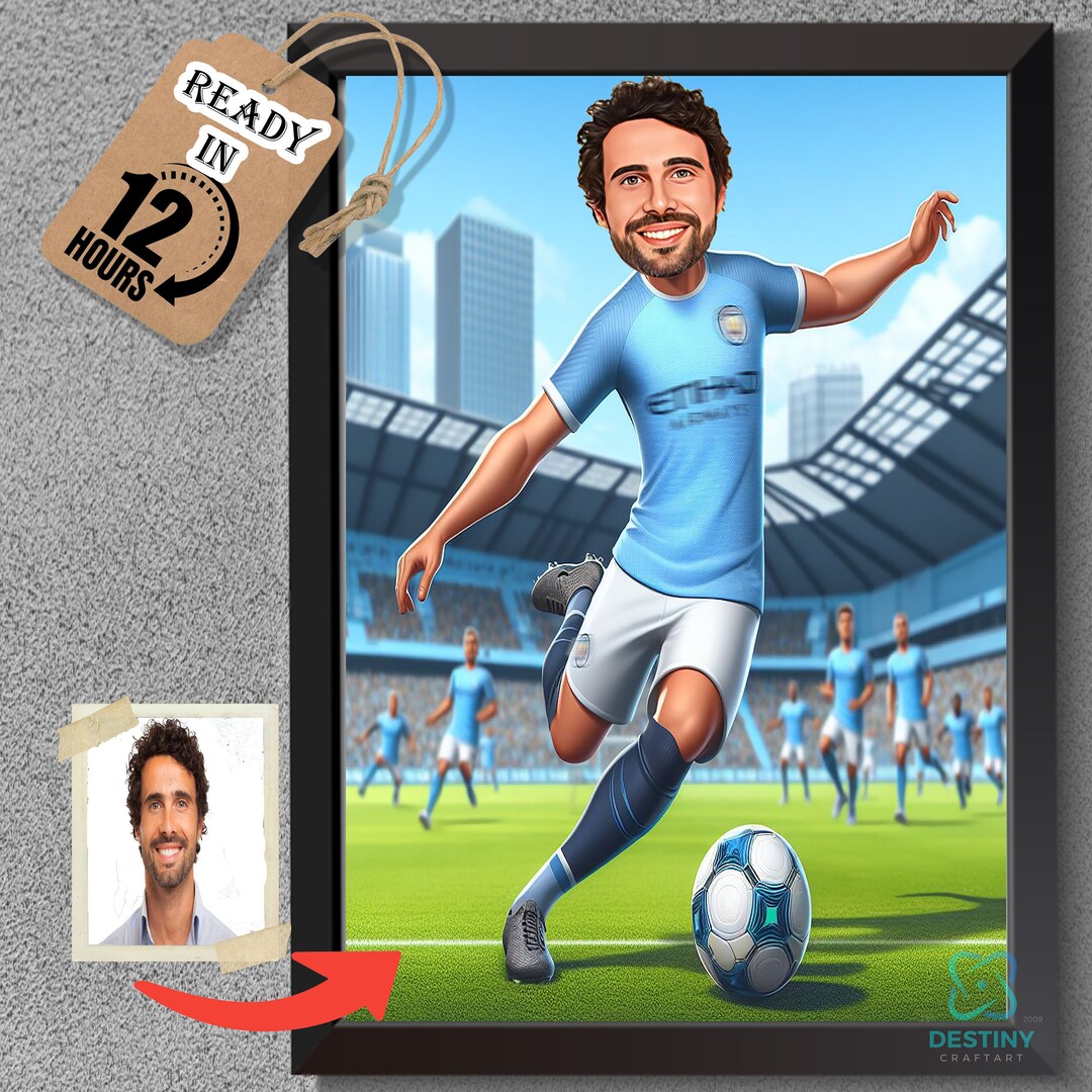 Manchester City Soccer Player Cartoon Portrait, Soccer Caricature ...