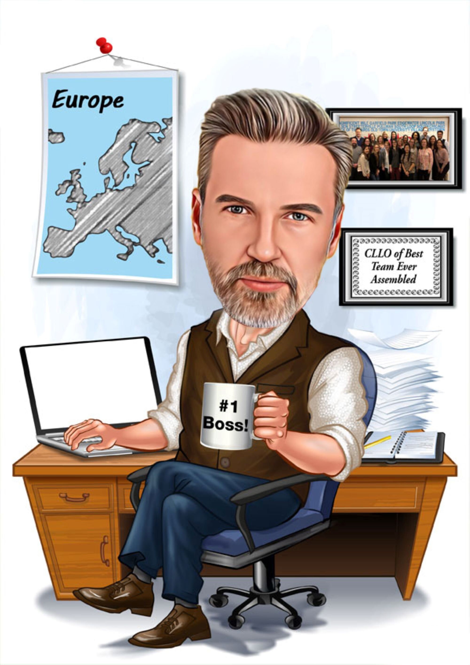 Retirement Gift for Men, Male Retirement Caricature From Photo, Funny ...