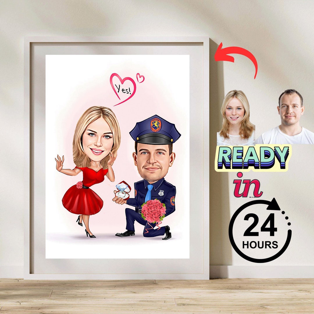 Custom Couple Cartoon Portrait Custom Couple Gift Couples Caricature ...