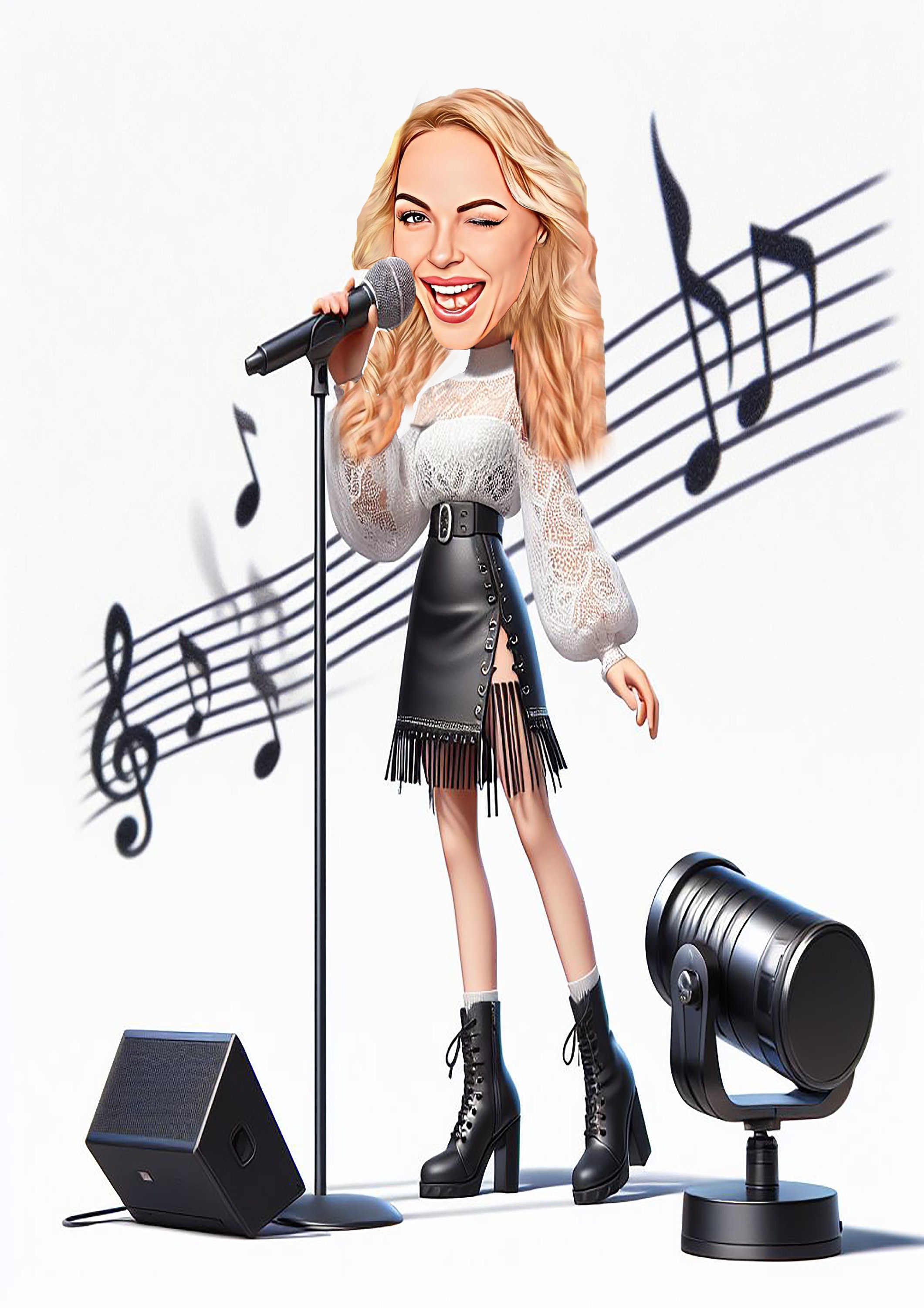 Custom Singer Cartoon Portrait, Singer Caricature, Gift for Singer ...