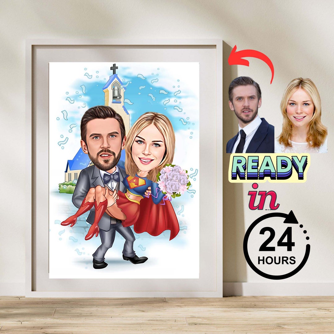 Personalized Married Couple Cartoon Custom Caricature Marriage With ...