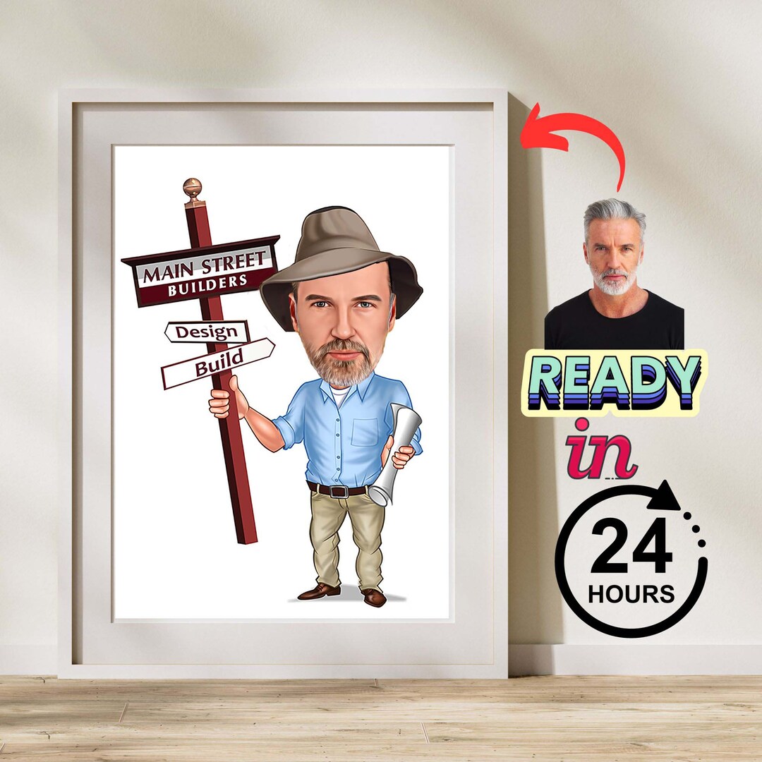 Engineer Gifts, Cartoon Civil Engineer Portrait From Your Photo, Civil ...