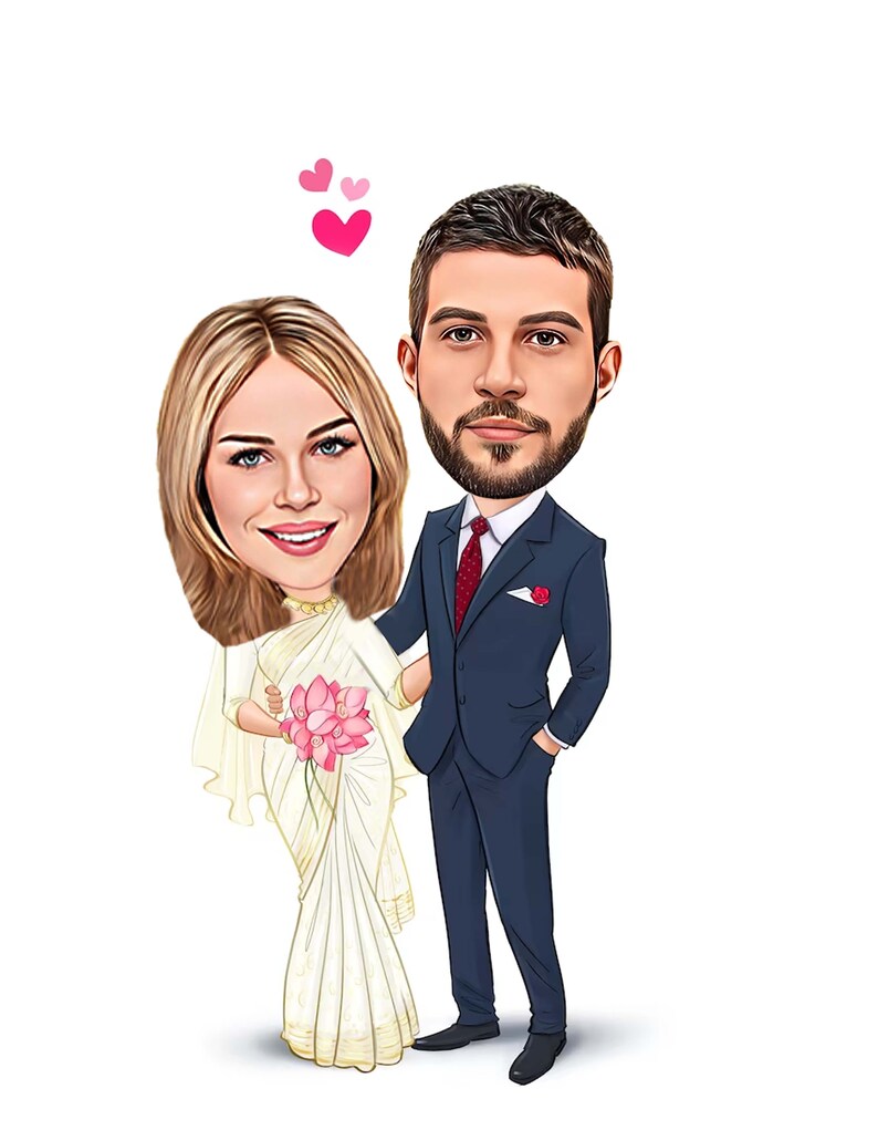 Personalized Couple Cartoon Portrait,custom Valentine's Day Caricature ...