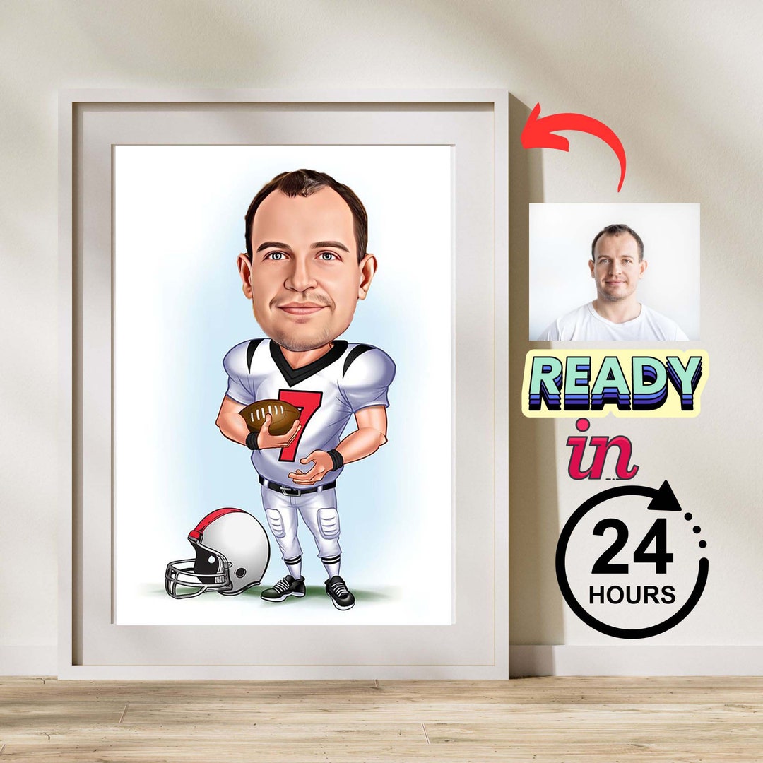 Custom Rugby Player Gift, Football Player Caricature From Photo, Funny ...