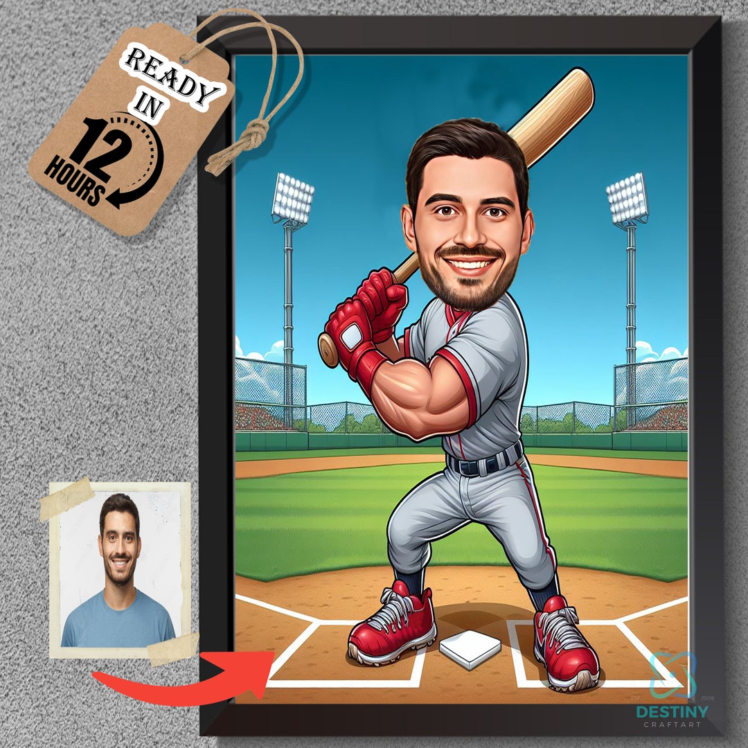 Boston Red Sox Cartoon Portrait Custom Funny Baseball Player Caricature ...