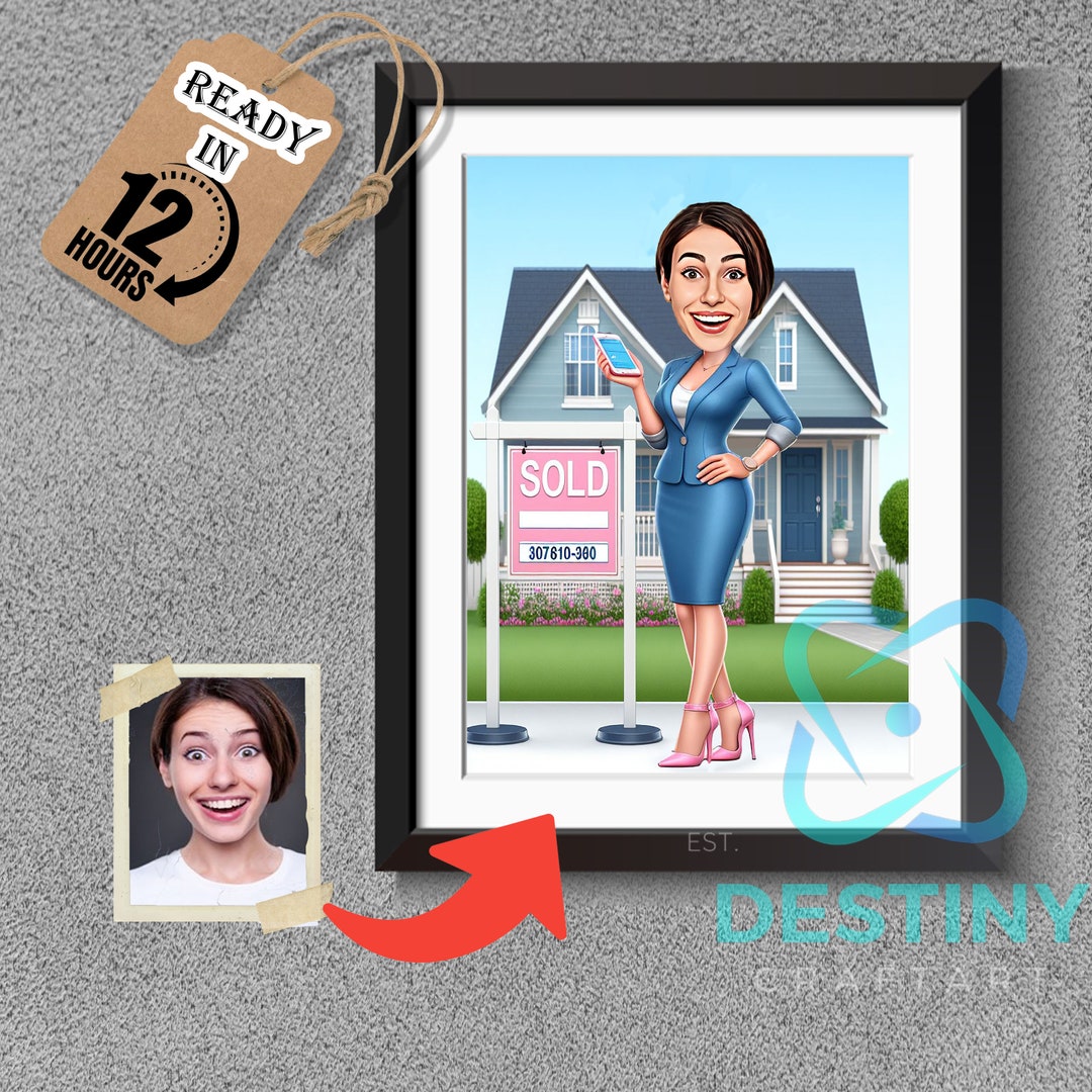 Custom Realtor Cartoon Portrait, Realtor Caricature, Realtor Gift,real ...