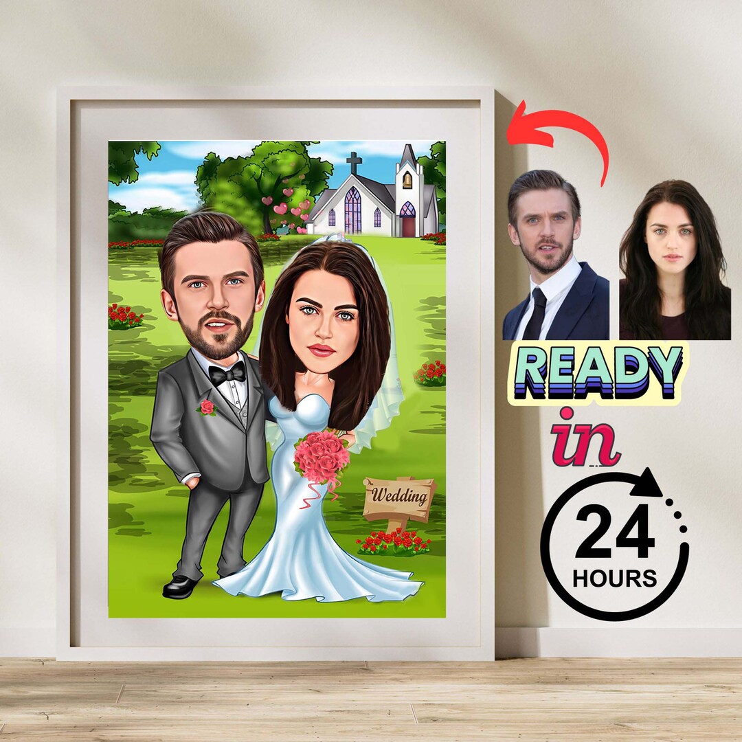 Personalized Married Couple Cartoon .custom Caricature .marriage ...