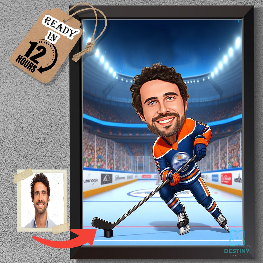 Edmonton Oilers Cartoon Portrait Custom Funny Icehockey Player ...