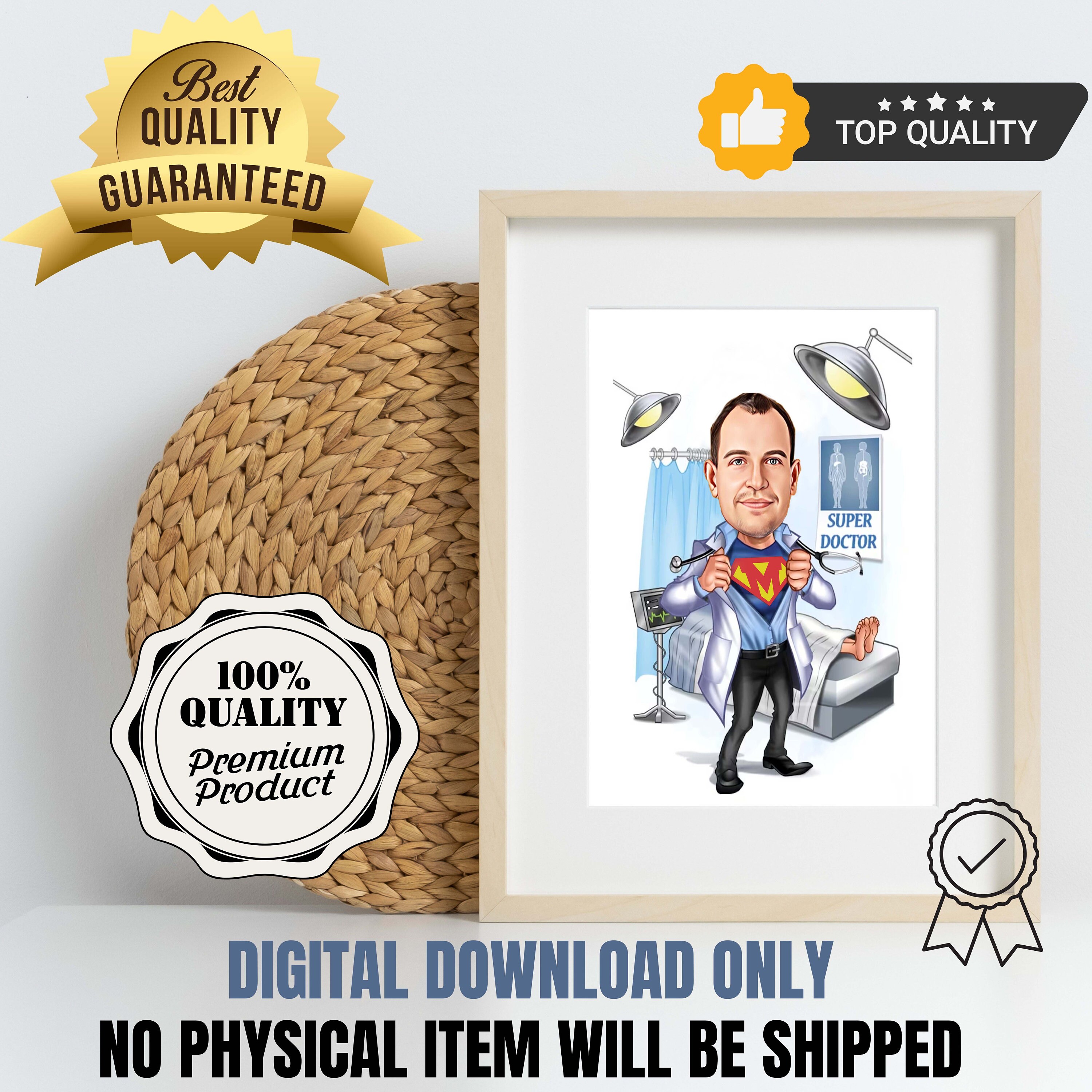 Custom Super Surgeon Cartoon Portrait, Surgeon Caricature, Gift for ...