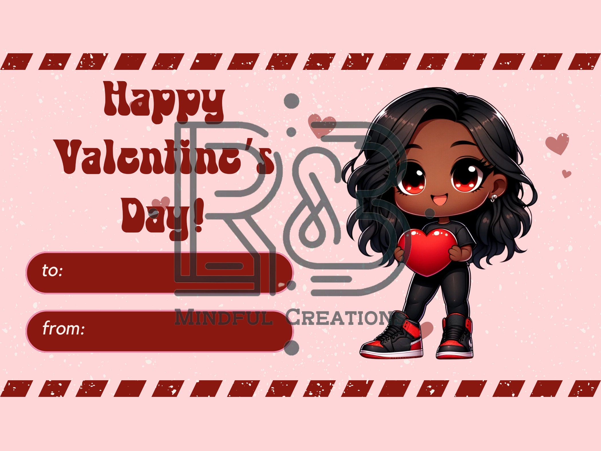 African American Kids Valentine's Cards / Black Girl Printable ...