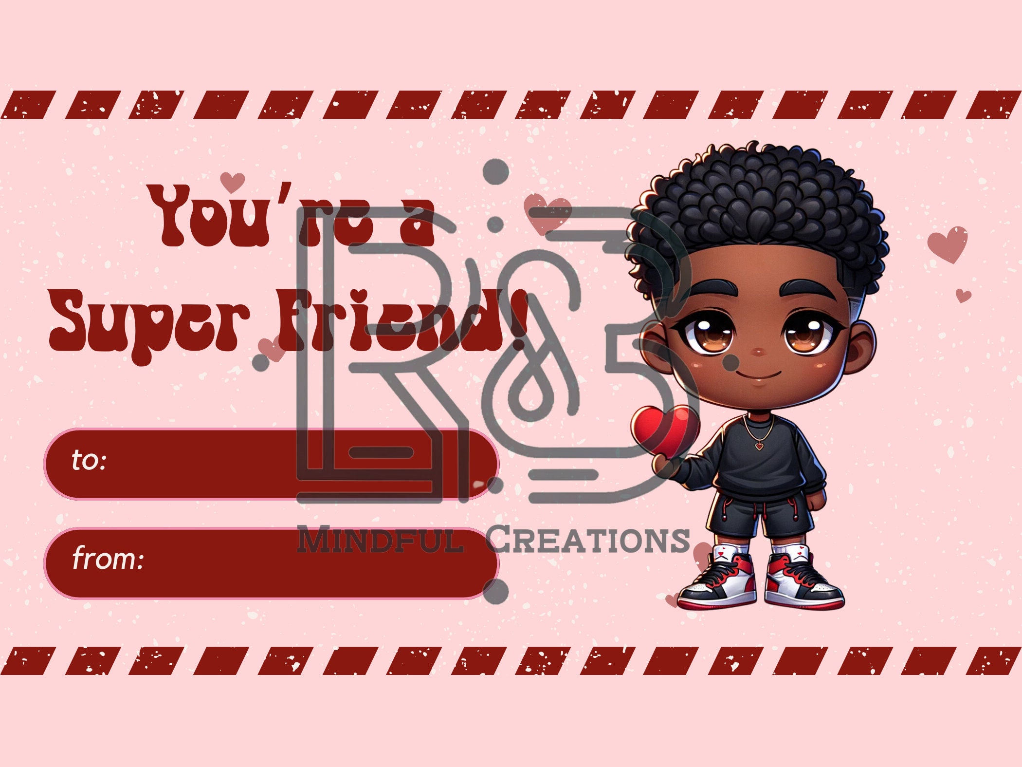 African American Kids Valentines Cards / Black Boy Printable Valentine ...