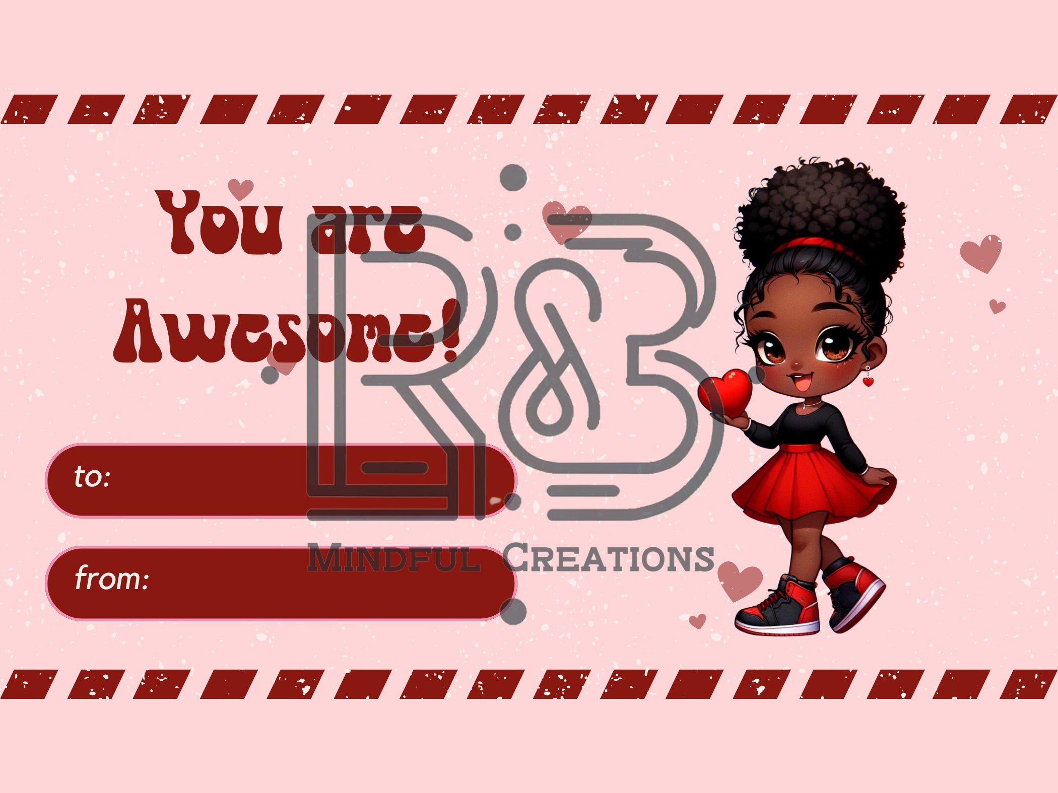 African American Kids Valentine's Cards / Black Girl Printable ...