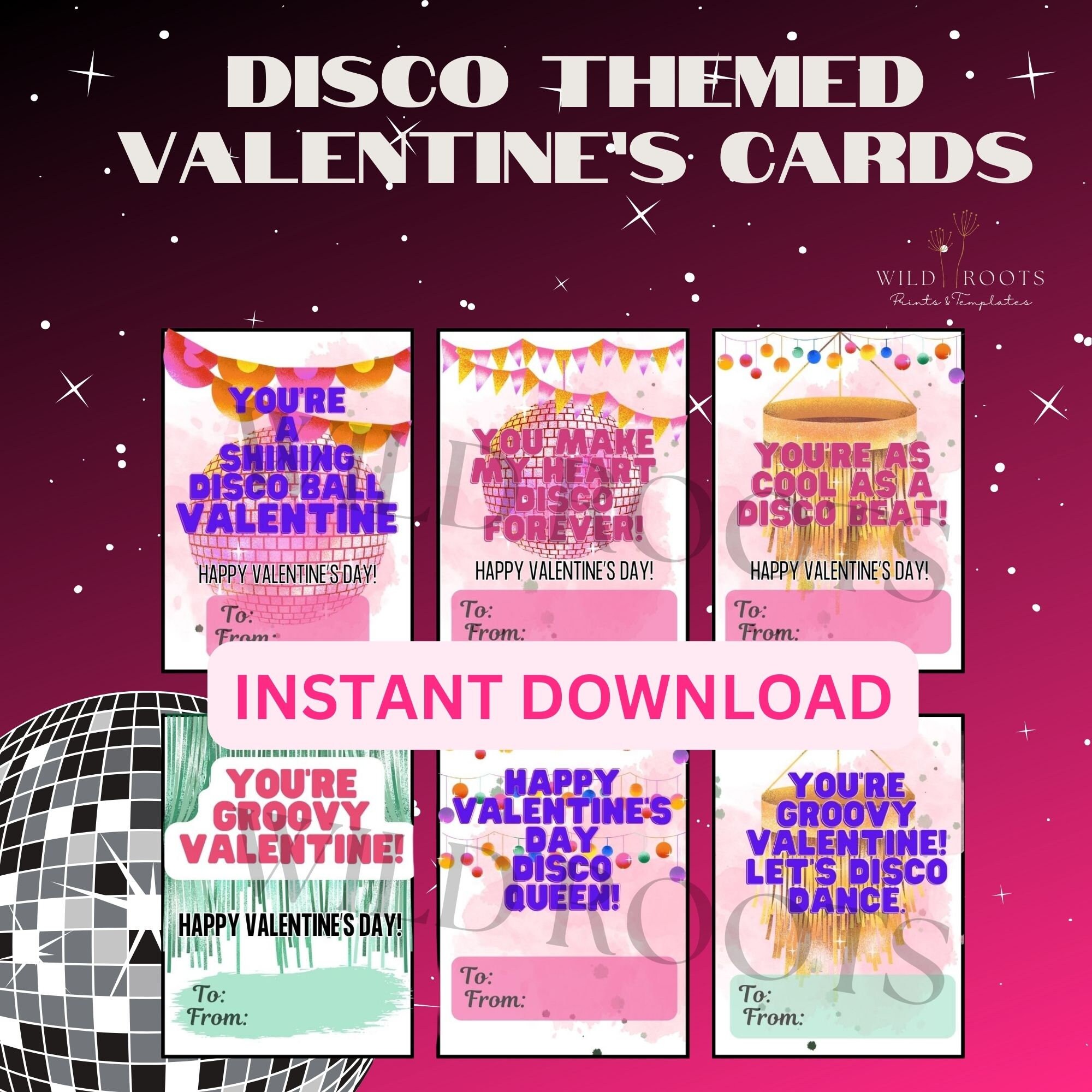 Disco Valentines Day Cards: Printable & Fun - Etsy