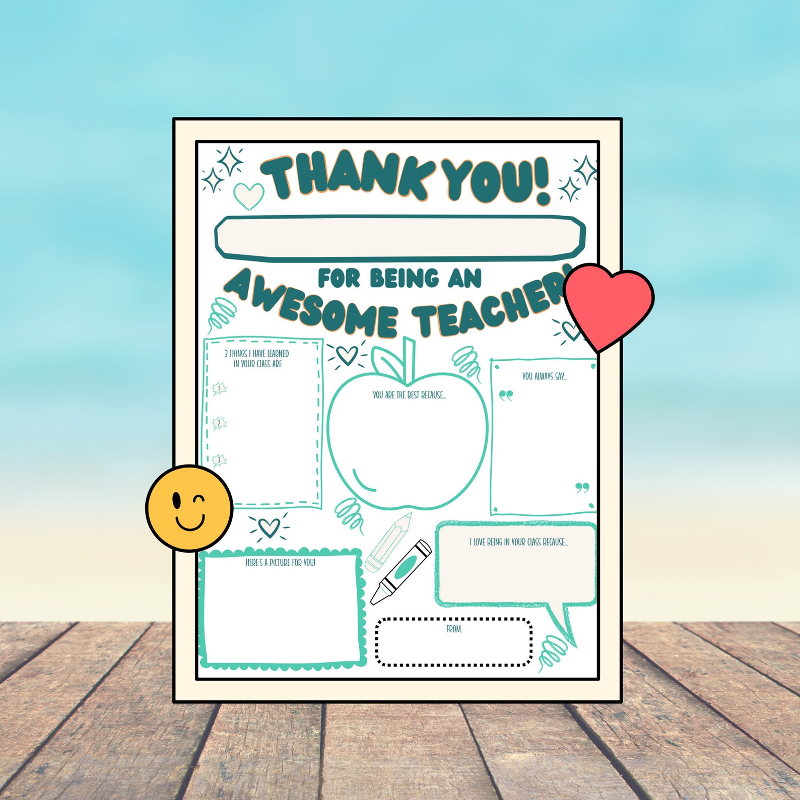 Teacher Appreciation Printable, Thank You Teacher Gift, All About ...