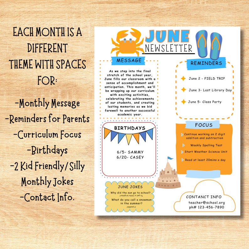 Classroom Newsletter Bundle, 12 Month Editable Teacher Newsletter ...