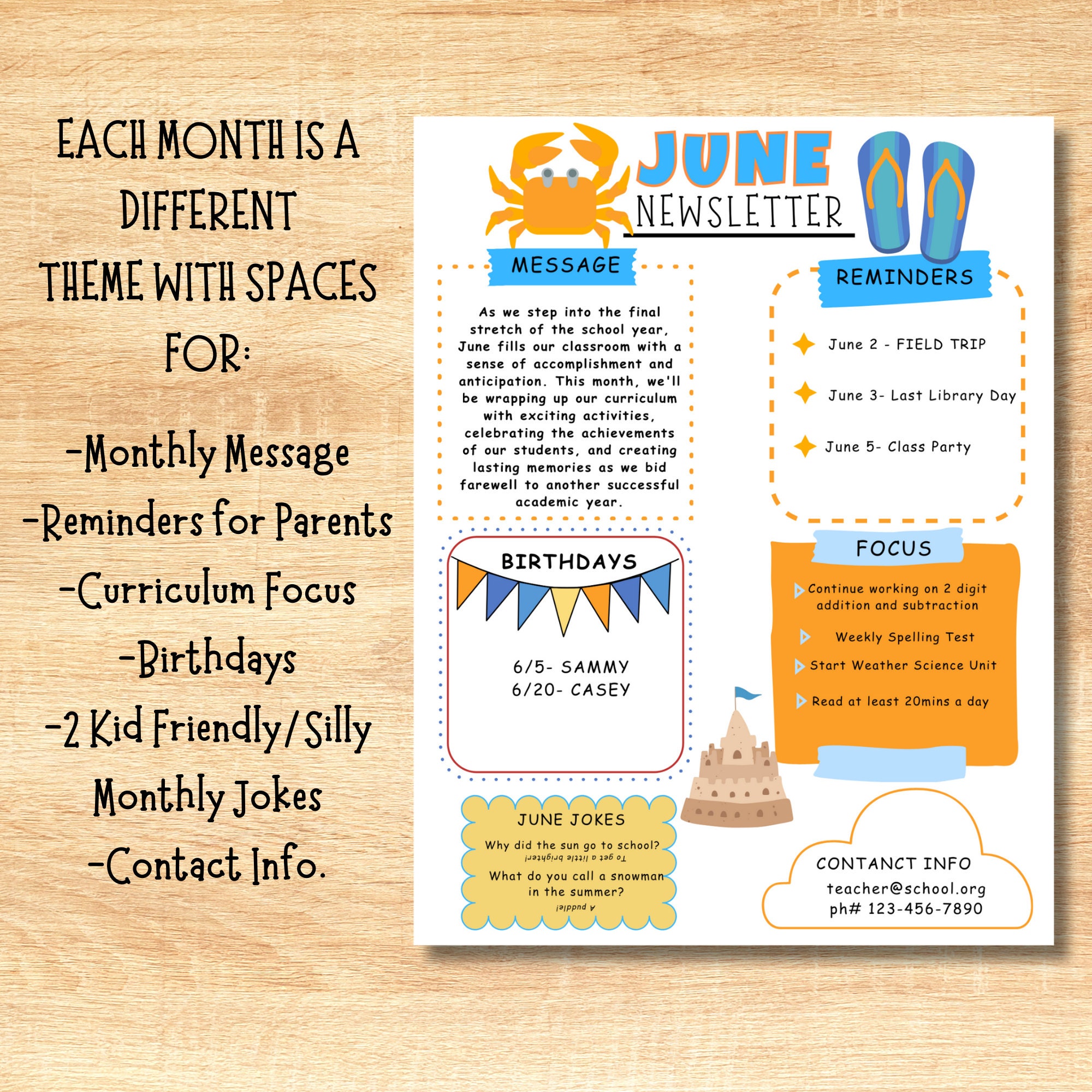 Classroom Newsletter Bundle, 12 Month Editable Teacher Newsletter ...