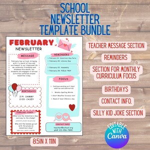 Classroom Newsletter Bundle, 12 Month Editable Teacher Newsletter ...