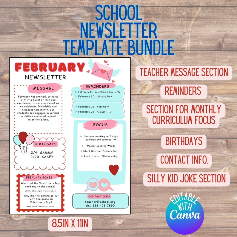 Classroom Newsletter Bundle, 12 Month Editable Teacher Newsletter ...