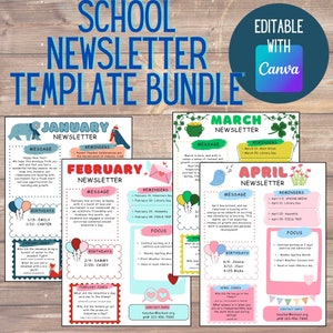 Classroom Newsletter Bundle, 12 Month Editable Teacher Newsletter ...