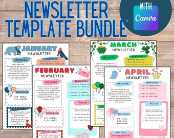 Classroom Newsletter Bundle, 12 Month Editable Teacher Newsletter ...