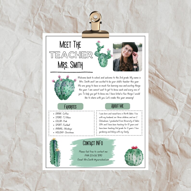 Meet the Teacher Newsletter Template, Teacher Newsletter Editable ...