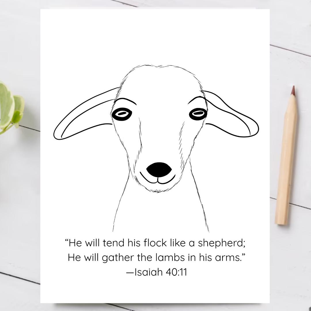 Goat Coloring Page With Scripture: Christian Farm Art (PNG Download 8 ...