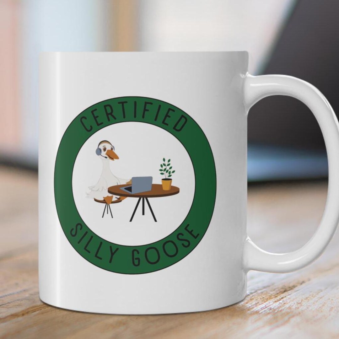 Funny Silly Goose Working at Desk Mug - Office Novelty Cup, Hilarious ...