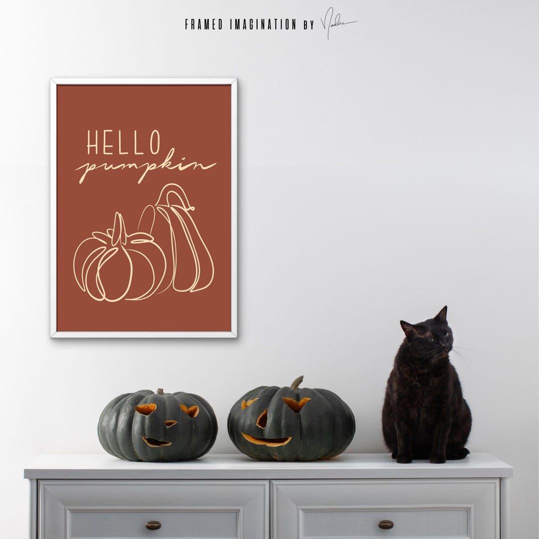 Orange Halloween Wall Art Printables - Instant Download - Hello Pumpkin ...