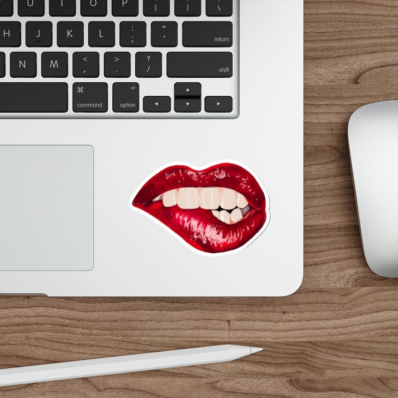 Lip Bite Die-cut Sticker - Etsy