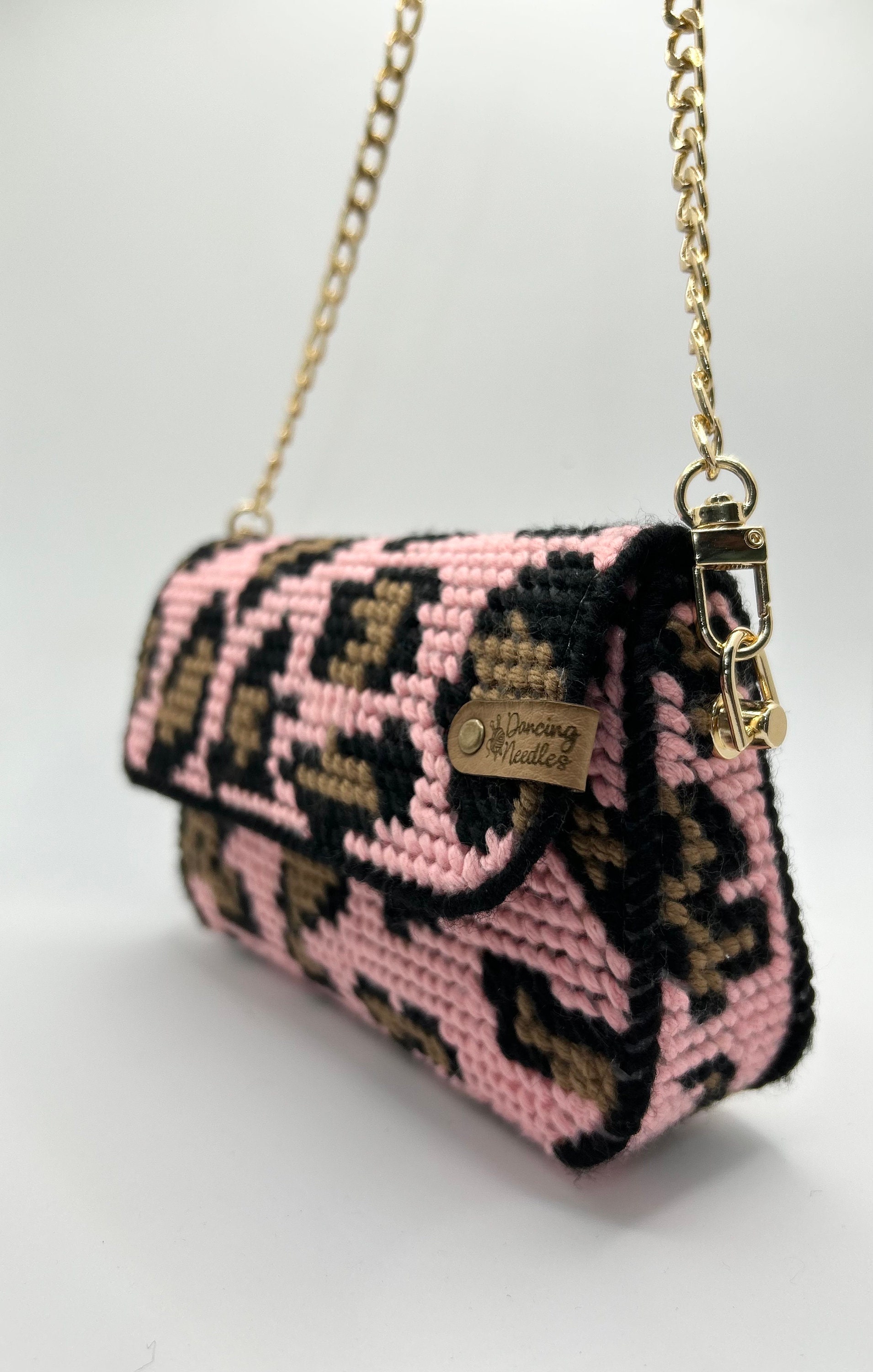 Crossbody Pink Leopard Purse - Plastic Canvas - Etsy